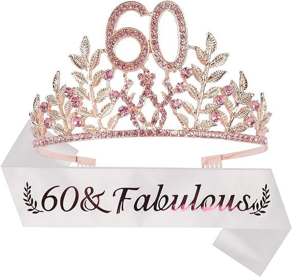 60th Birthday Sash & Tiara Set by DORADREAMDEKO - Glitter Sash + Rhinestone Tiara"". - Walmart.com