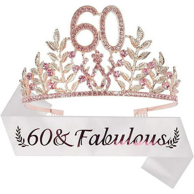 60th Birthday Sash & Tiara Set by DORADREAMDEKO - Glitter Sash + Rhinestone Tiara"". - Walmart.com
