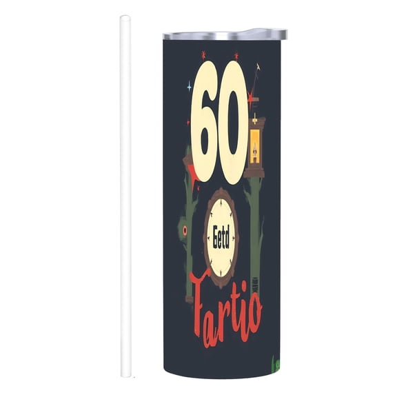60th Birthday Stainless Steel Insulated Tumbler - Whimsical Design with ...