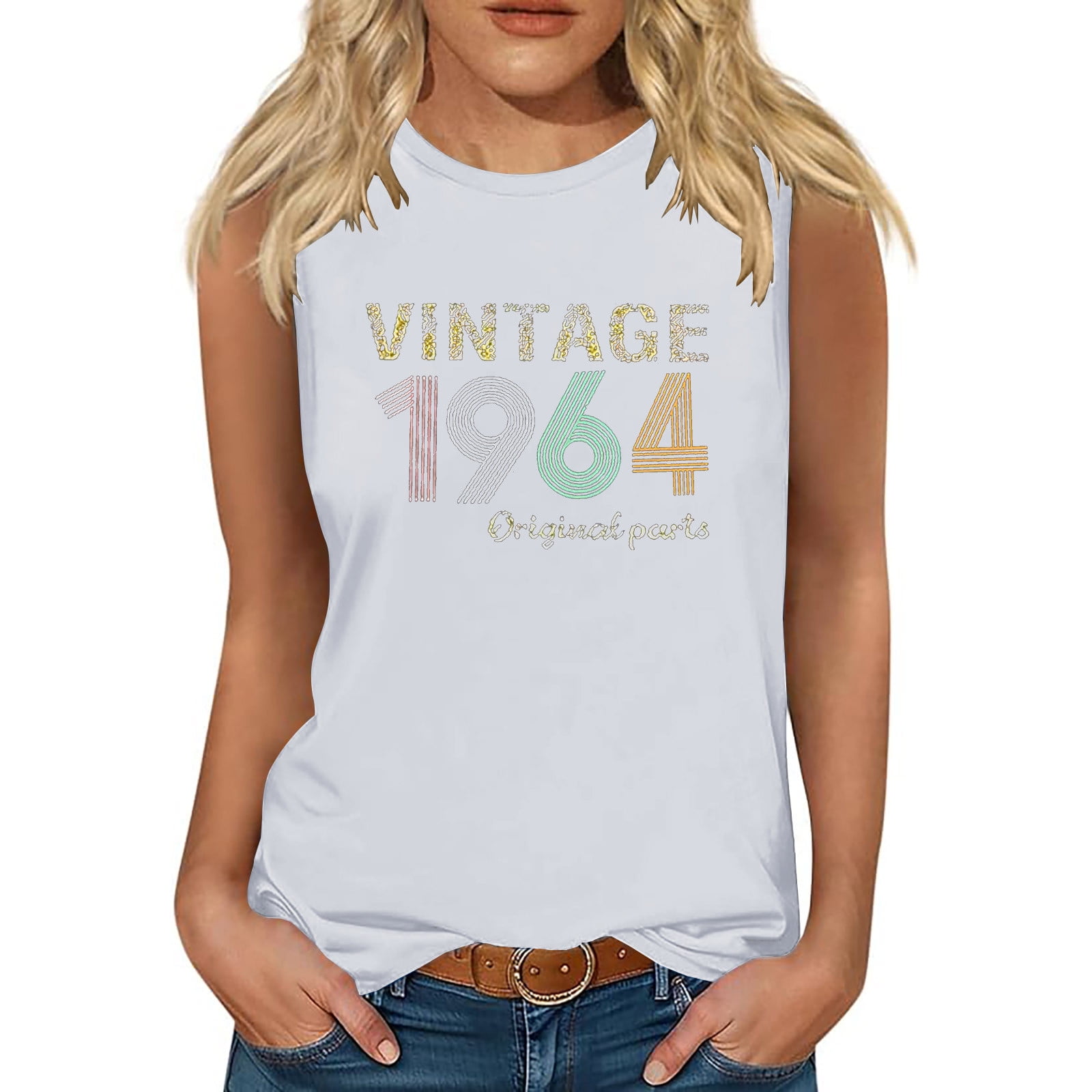 60th Birthday Tank Tops for Women Vintage 1964 Graphic Party T-Shirts ...