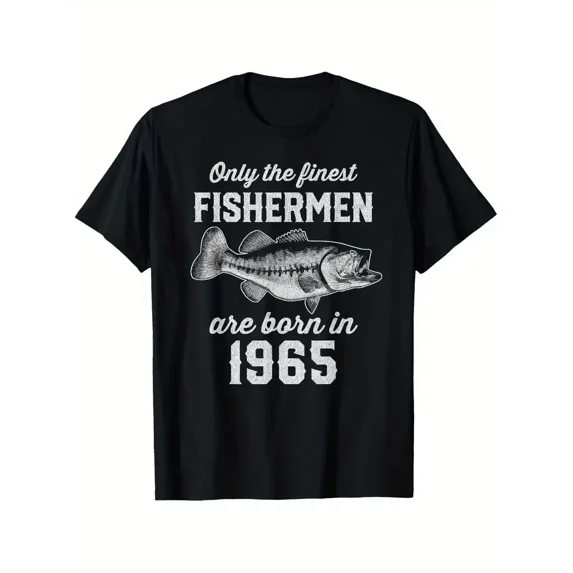60th Birthday Vintage 1965 Fisherman Design T-Shirt - 100% Cotton ...