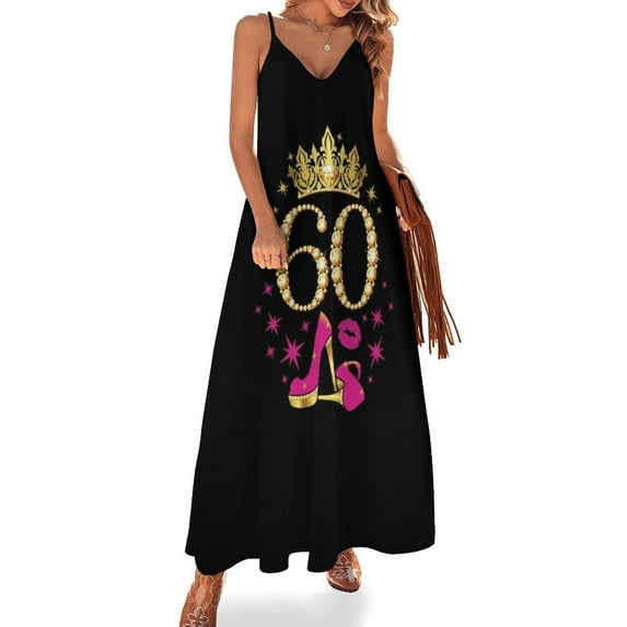 60th Birthday design. Birthday party woman’s Sleeveless Dress evening ...