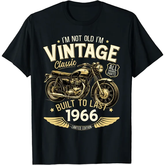 60th Birthday man Gift Motorcycle Motorcyclist Biker 1966 T-Shirt ...