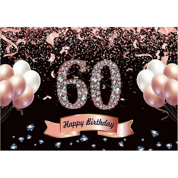 60th Birthday rations Cheers to 60 Years Banner Rose Gold Backdrop ...
