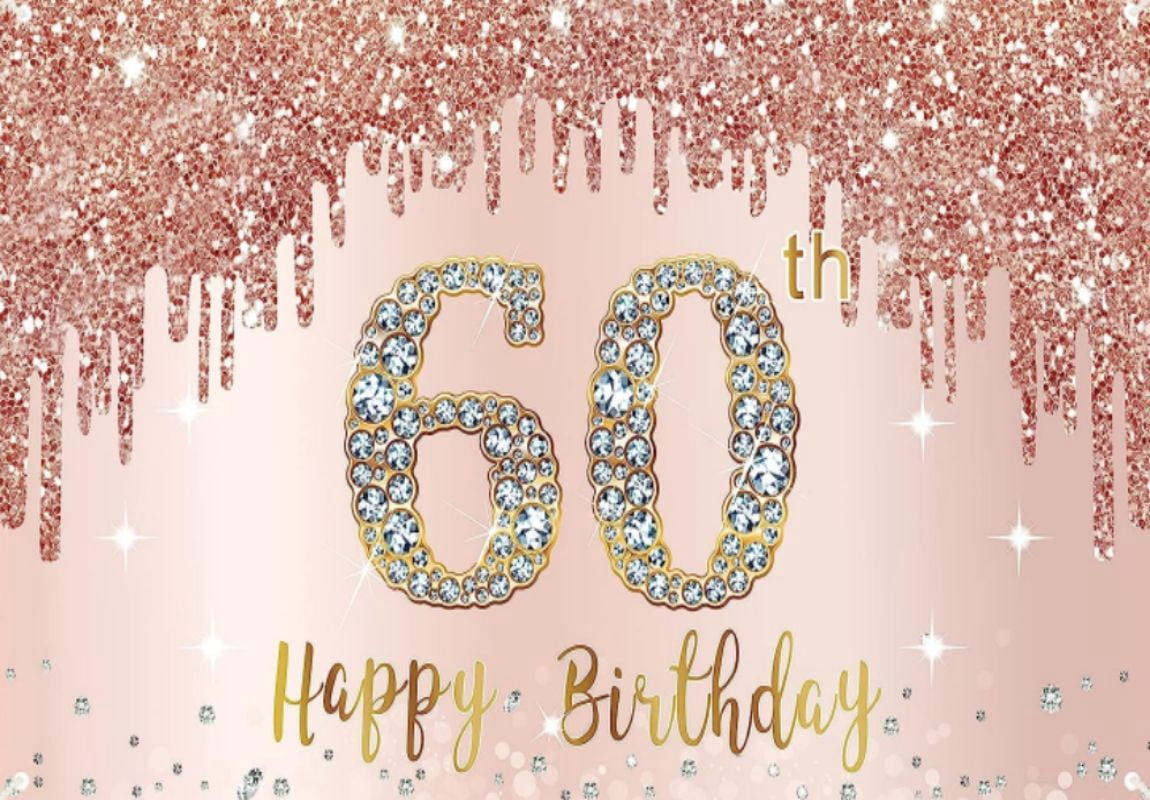 60th Birthday rations Cheers to 60 Years Banner Rose Gold Backdrop ...