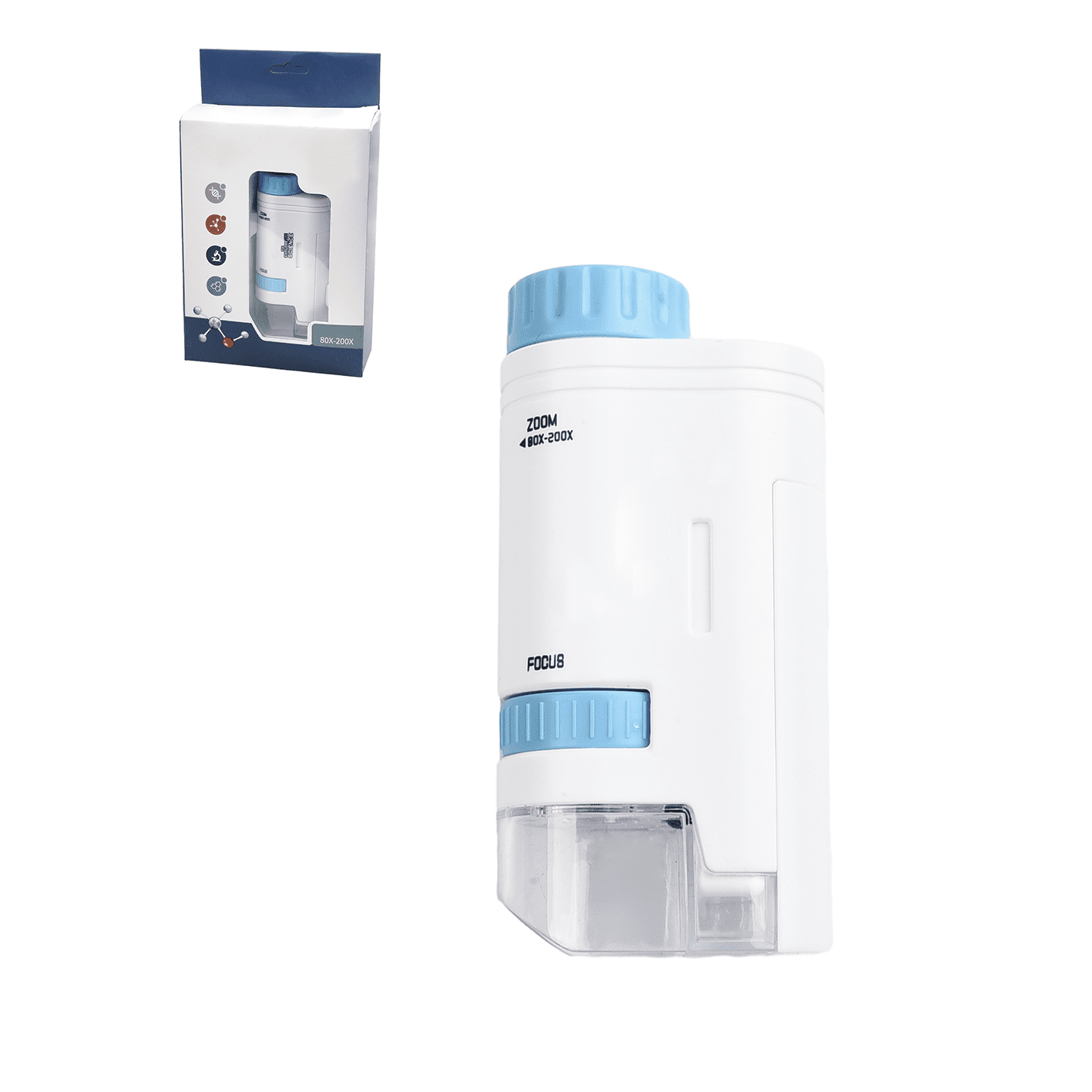 60x-200x LED Lighted Pocket Microscope, Portable Handheld Microscope ...