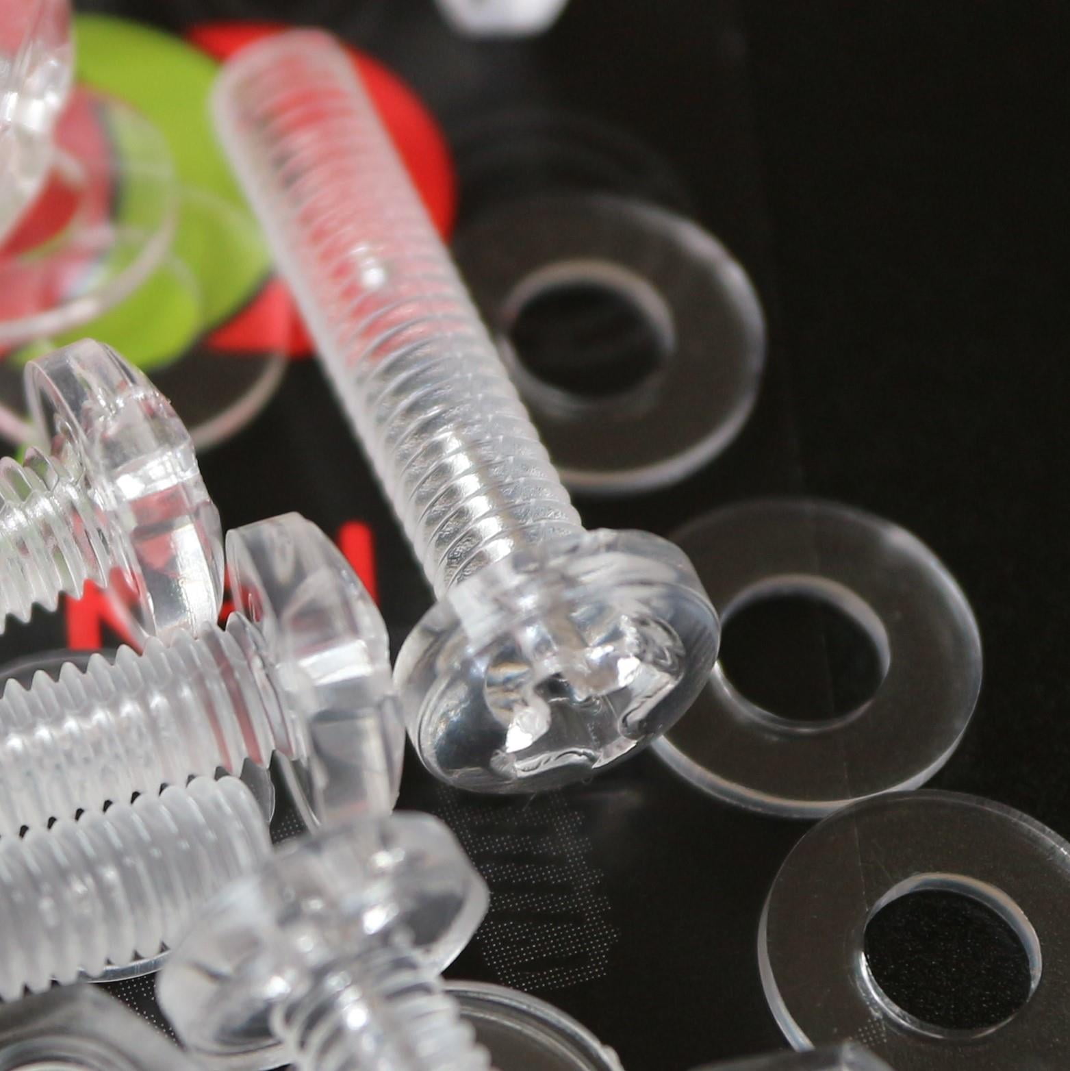 Pack of 60 Transparent Clear Plastic Acrylic M4 x 20mm Nuts & Bolts ...