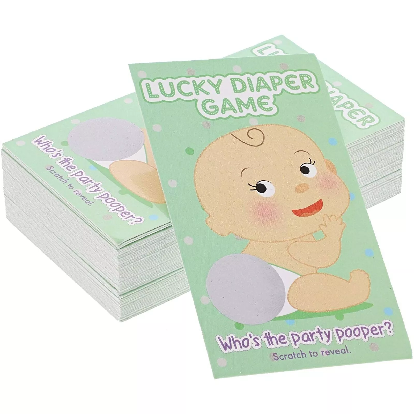 60x Baby Shower Scratch Cards Lucky Diaper Game for Boys or Girls ...