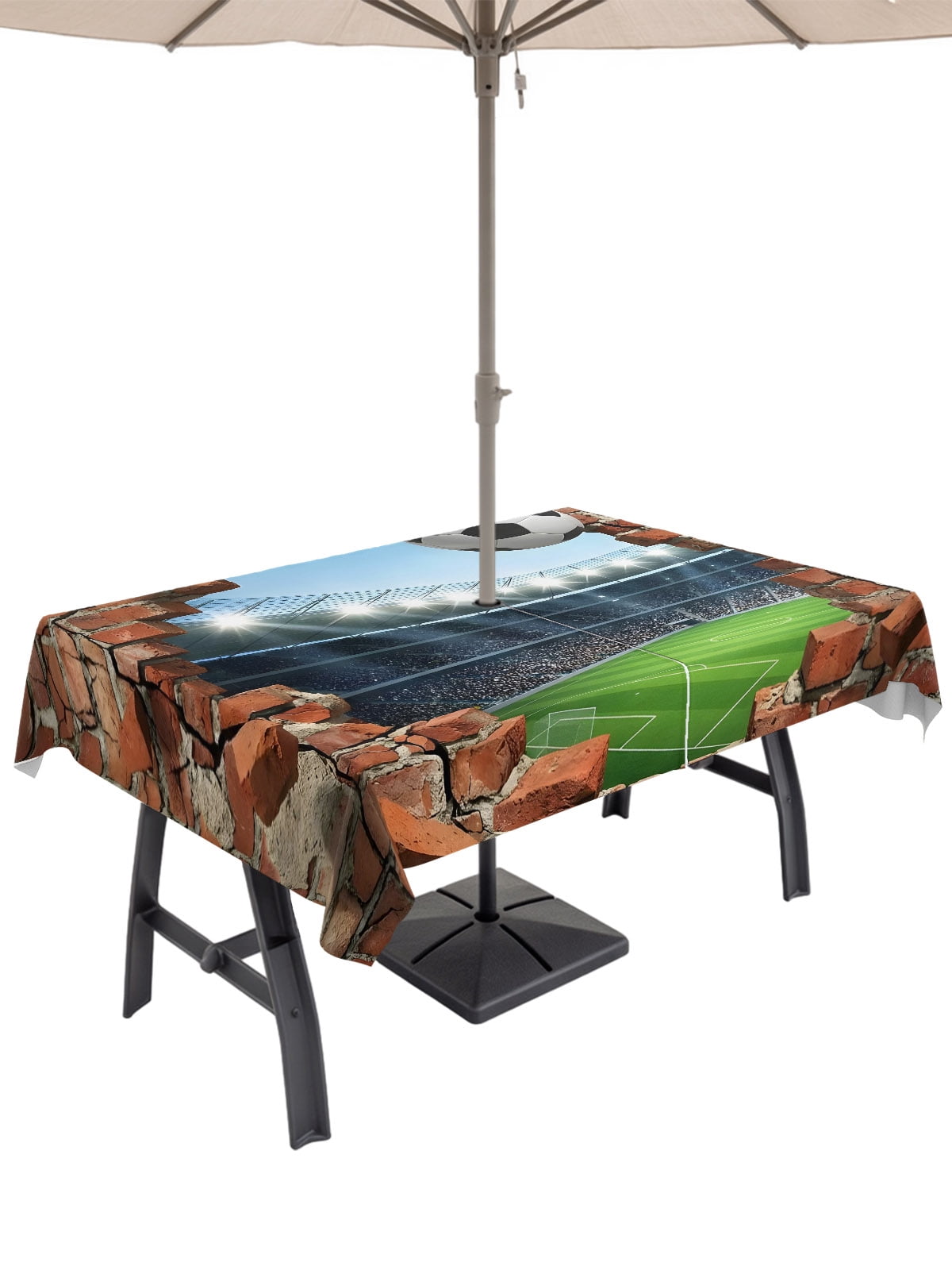 60x102 Inch Outdoor Tablecloth with Umbrella Hole Zipper Rectangle 3D ...