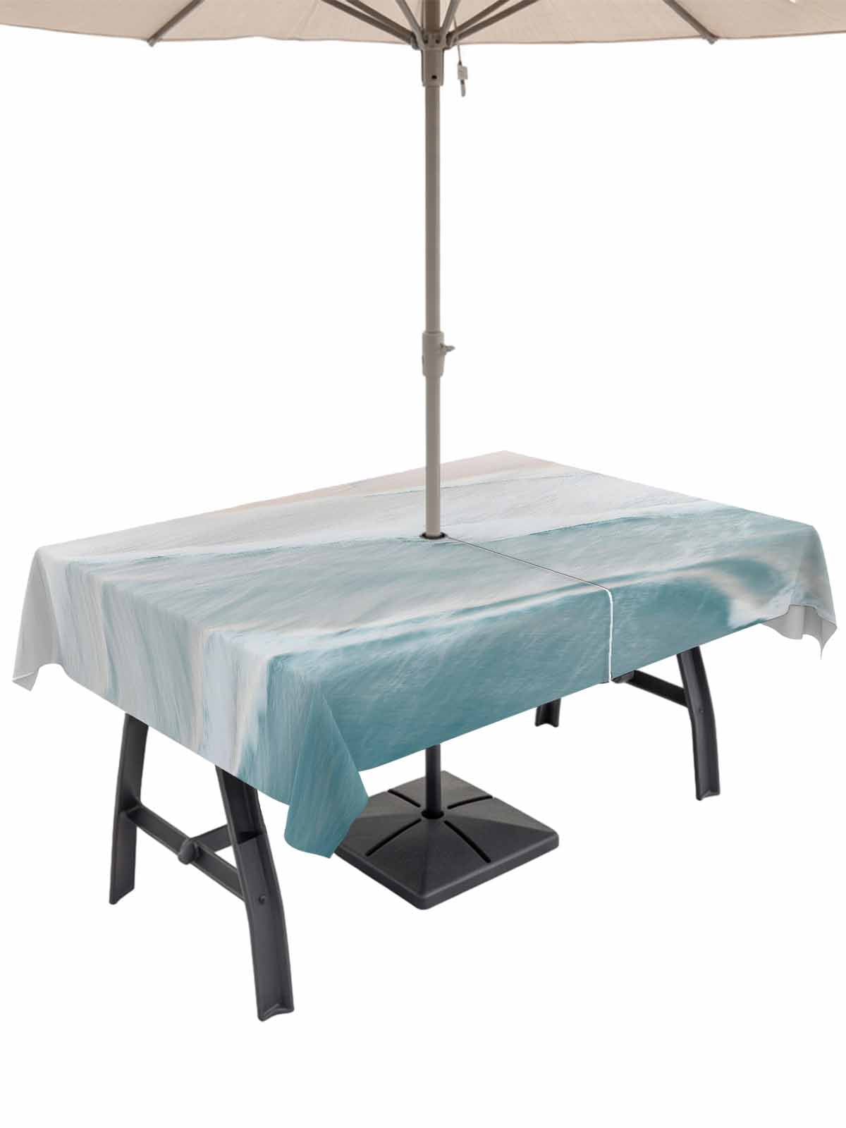 60x102 Inch Outdoor Tablecloth with Umbrella Hole Zipper Rectangle ...