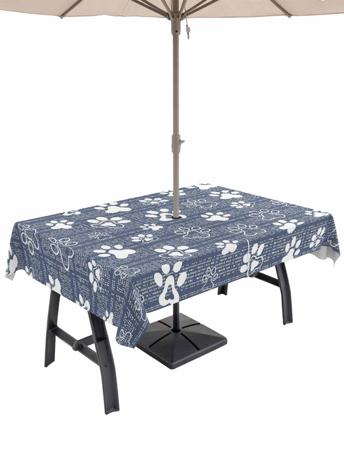 60x102 Inch Outdoor Tablecloth with Umbrella Hole Zipper Rectangle Blue ...