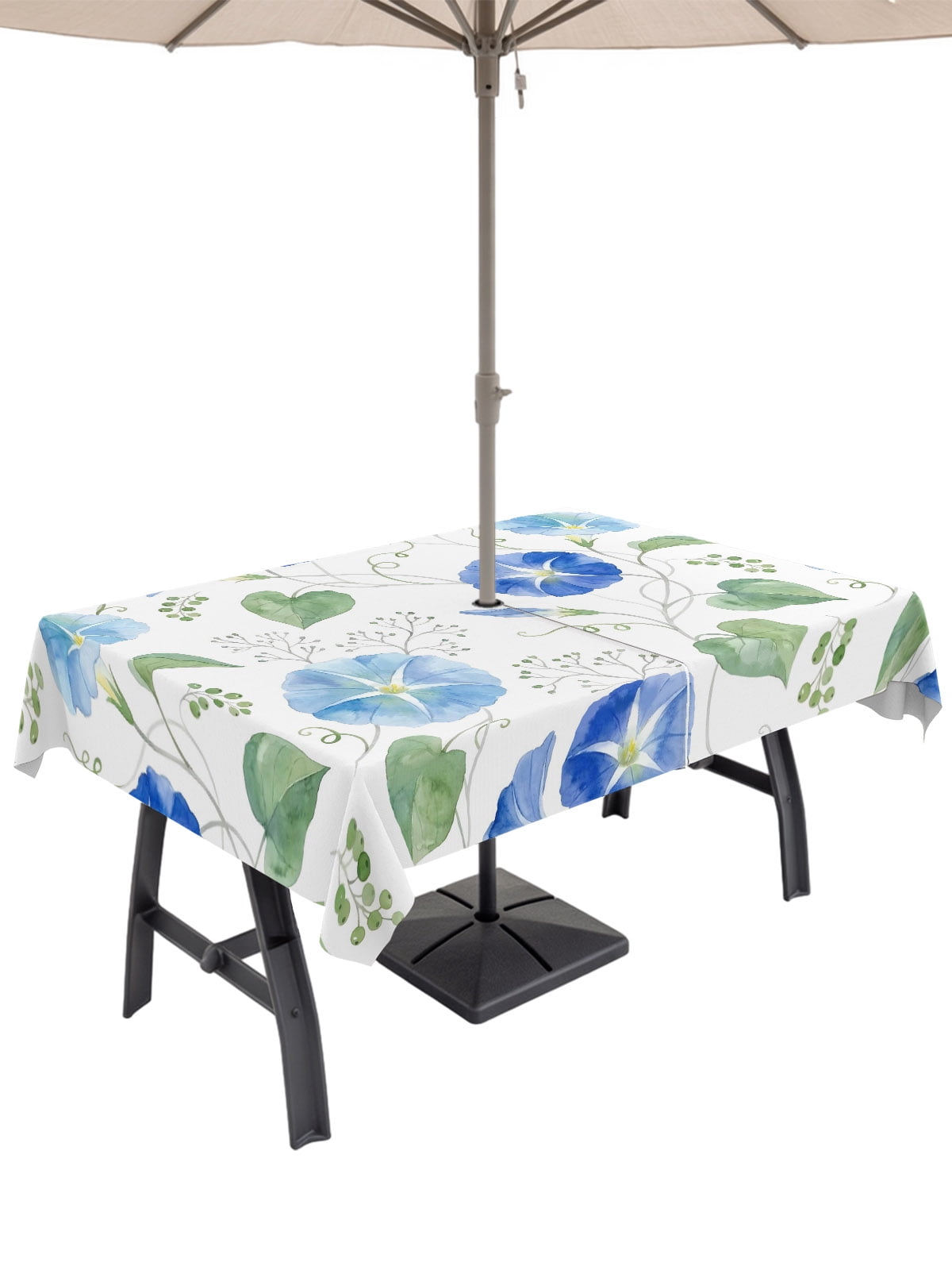 60x102 Inch Outdoor Tablecloth with Umbrella Hole Zipper Rectangle Blue ...