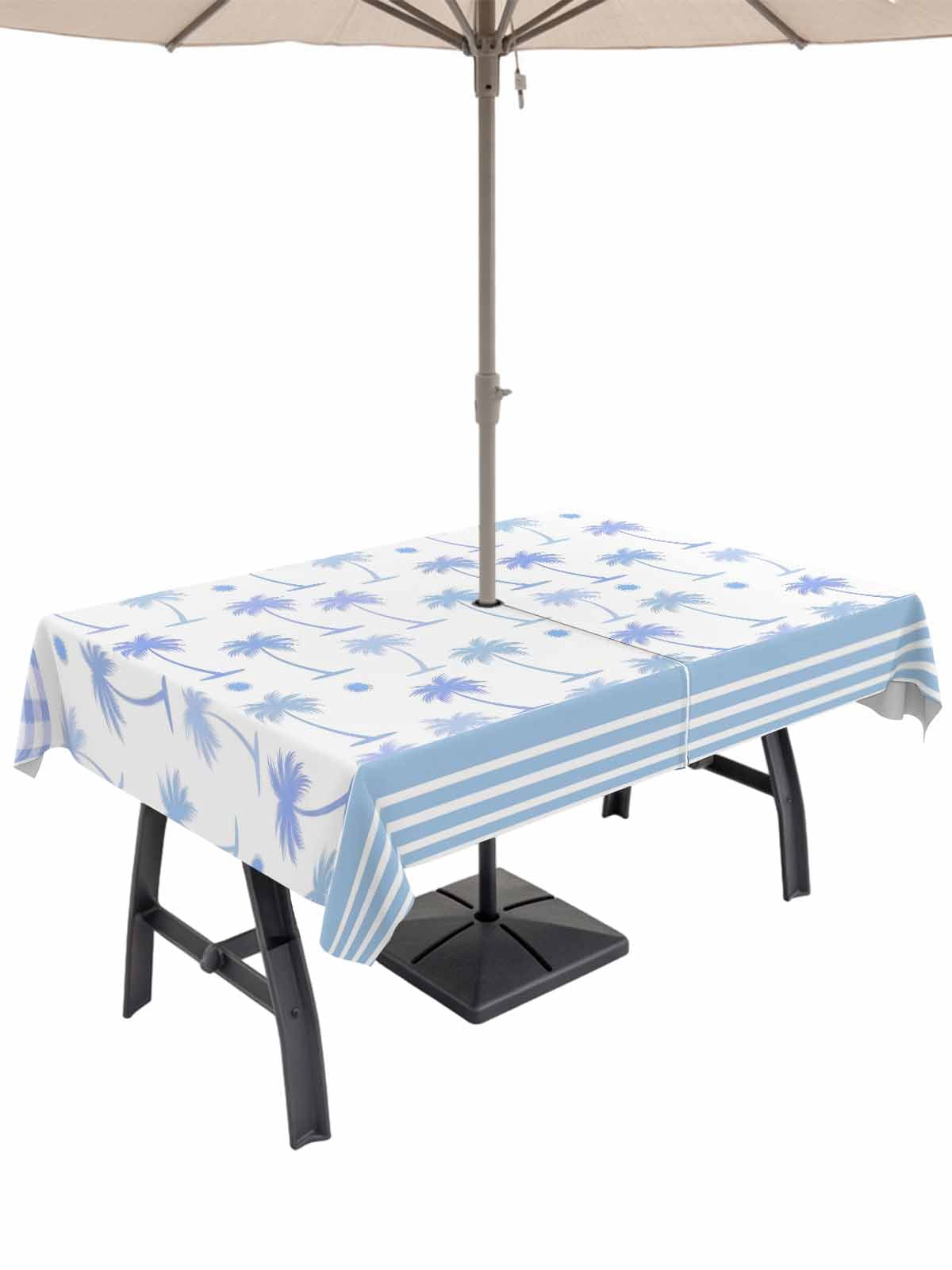 60x102 Inch Outdoor Tablecloth with Umbrella Hole Zipper Rectangle Blue ...