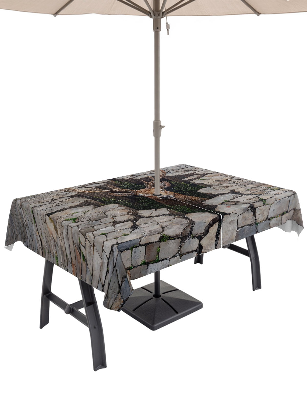 60x102 Inch Outdoor Tablecloth with Umbrella Hole Zipper Rectangle ...