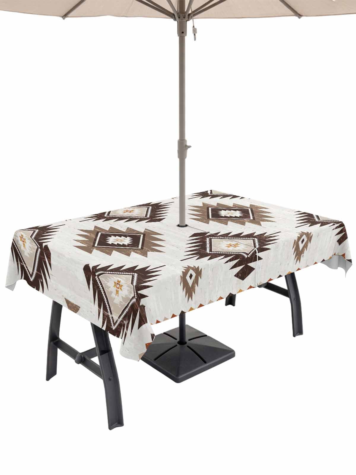 60x102 Inch Outdoor Tablecloth with Umbrella Hole Zipper Rectangle ...