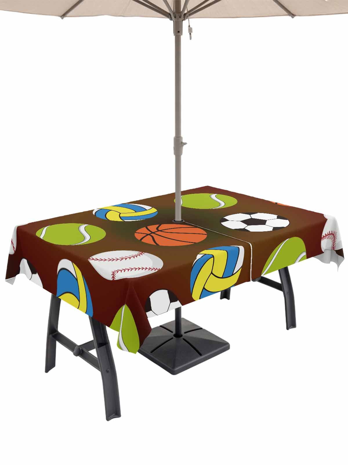 60x102 Inch Outdoor Tablecloth with Umbrella Hole Zipper Rectangle ...