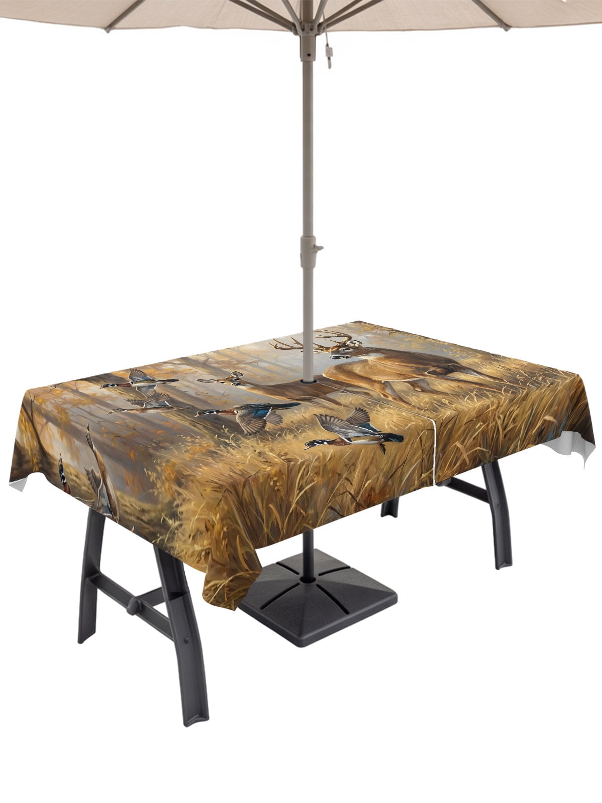 60x102 Inch Outdoor Tablecloth with Umbrella Hole Zipper Rectangle ...