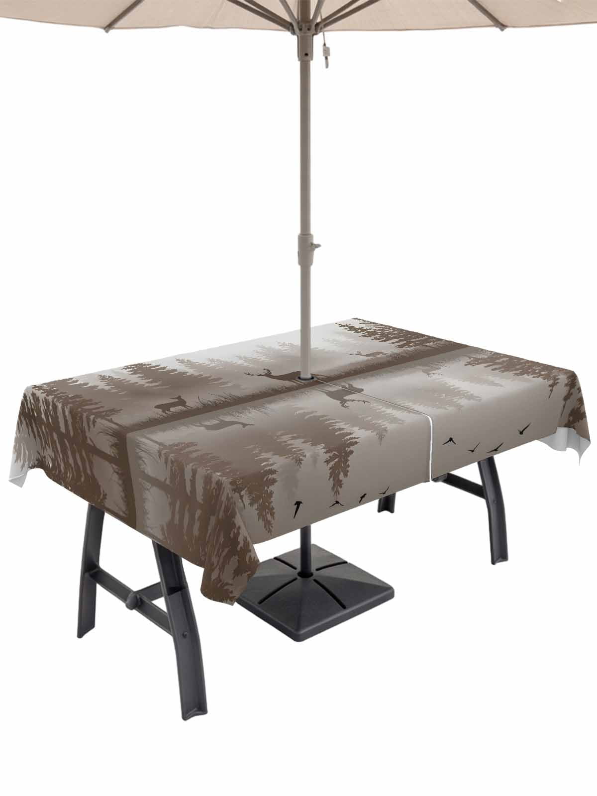 60x102 Inch Outdoor Tablecloth with Umbrella Hole Zipper Rectangle ...