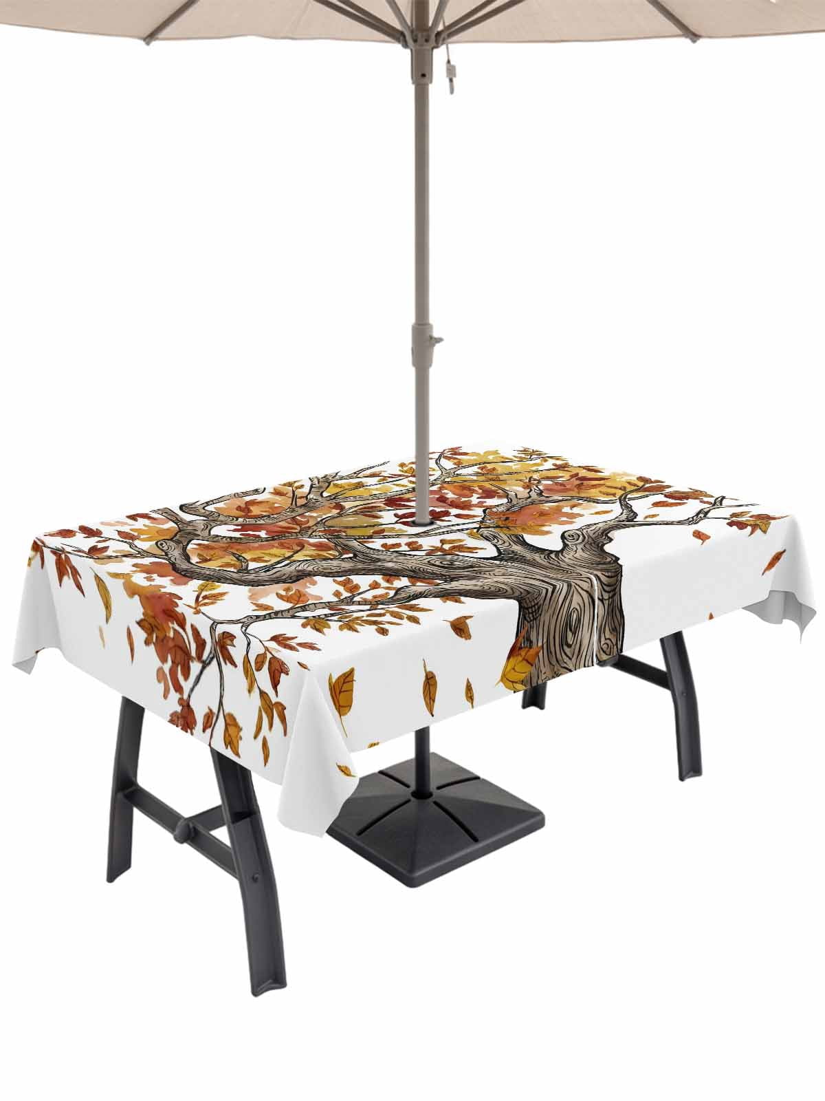 60x102 Inch Outdoor Tablecloth with Umbrella Hole Zipper Rectangle ...