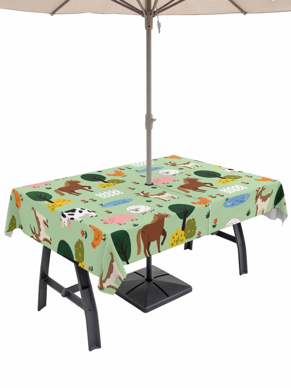 60x102 Inch Outdoor Tablecloth with Umbrella Hole Zipper Rectangle ...
