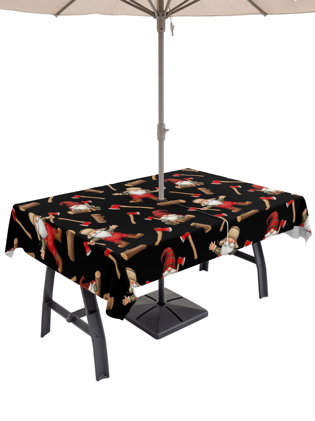 60x102 Inch Outdoor Tablecloth with Umbrella Hole Zipper Rectangle ...