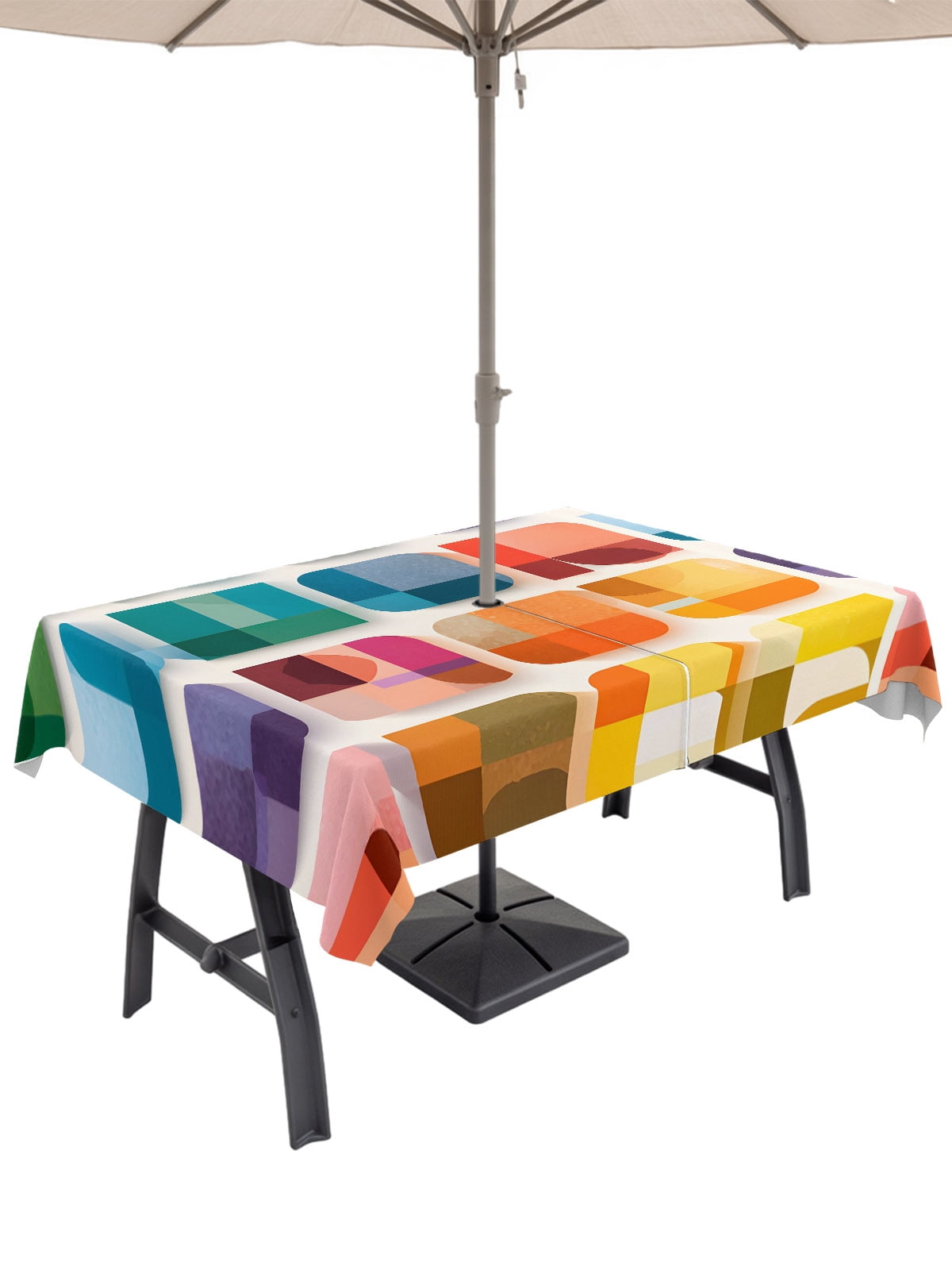 60x102 Inch Outdoor Tablecloth with Umbrella Hole Zipper Rectangle ...