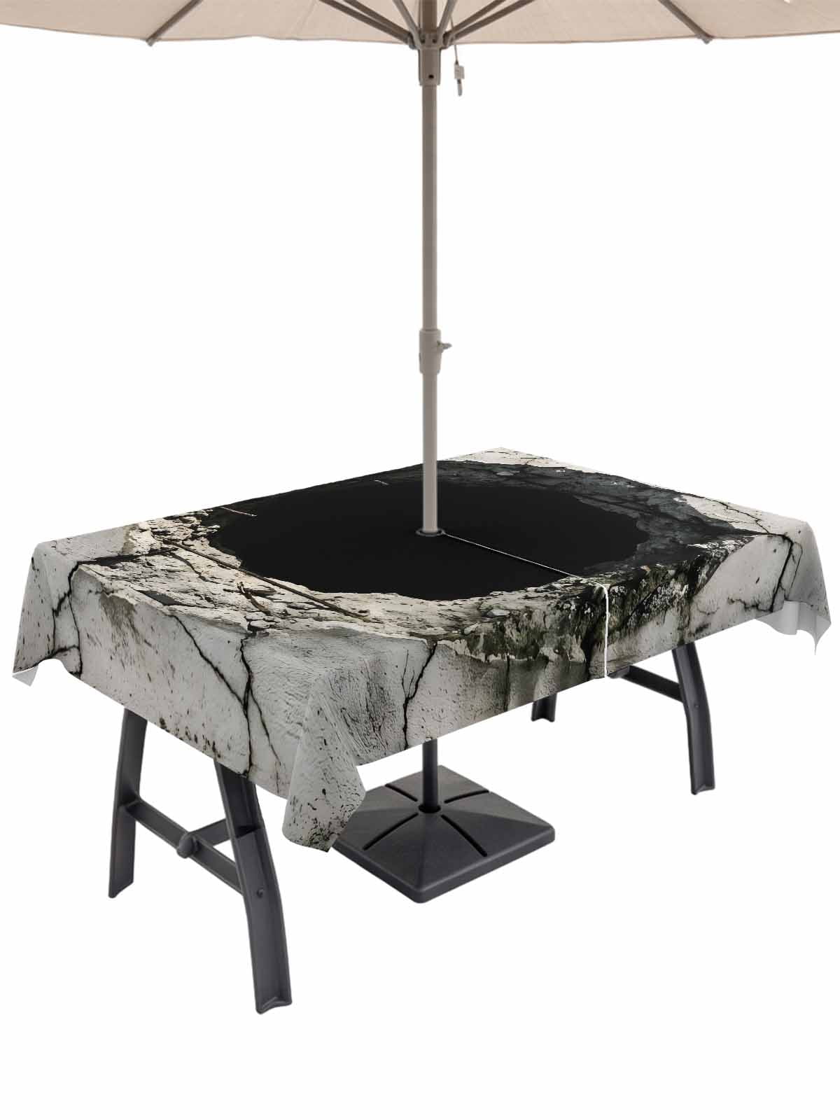 60x102 Inch Outdoor Tablecloth with Umbrella Hole Zipper Rectangle ...