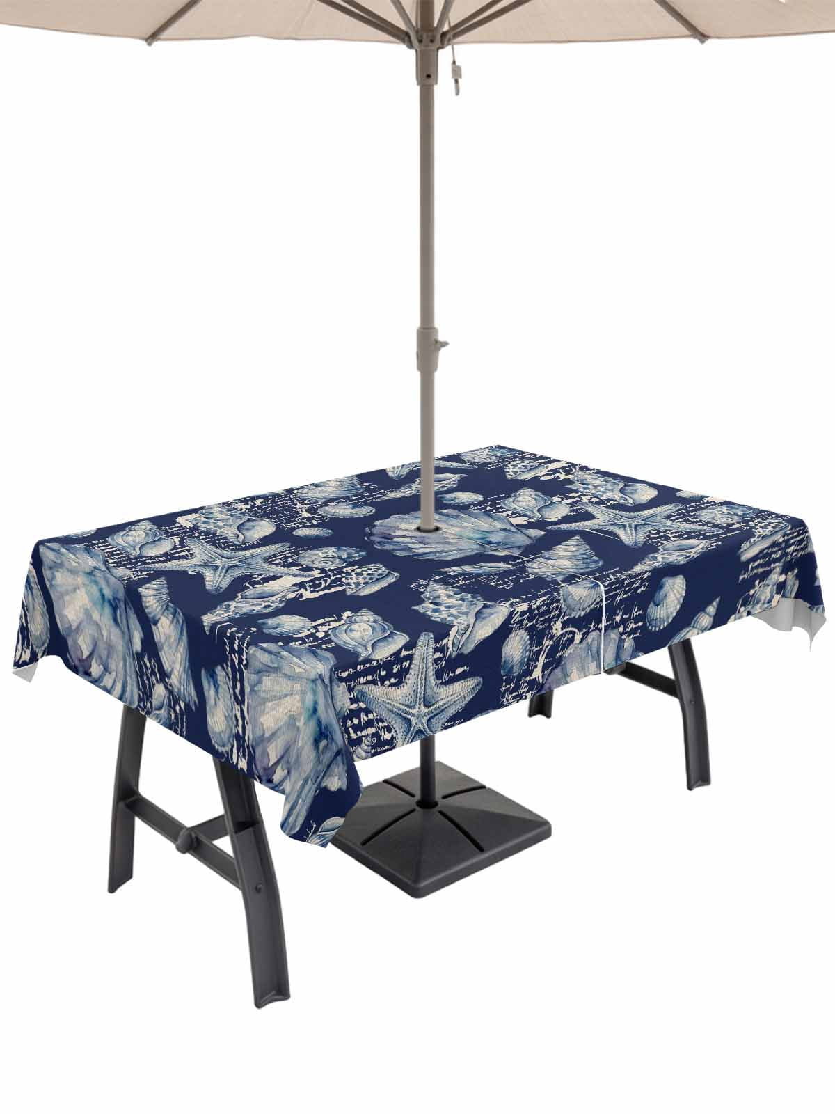 60x102 Inch Outdoor Tablecloth with Umbrella Hole Zipper Rectangle Dark ...