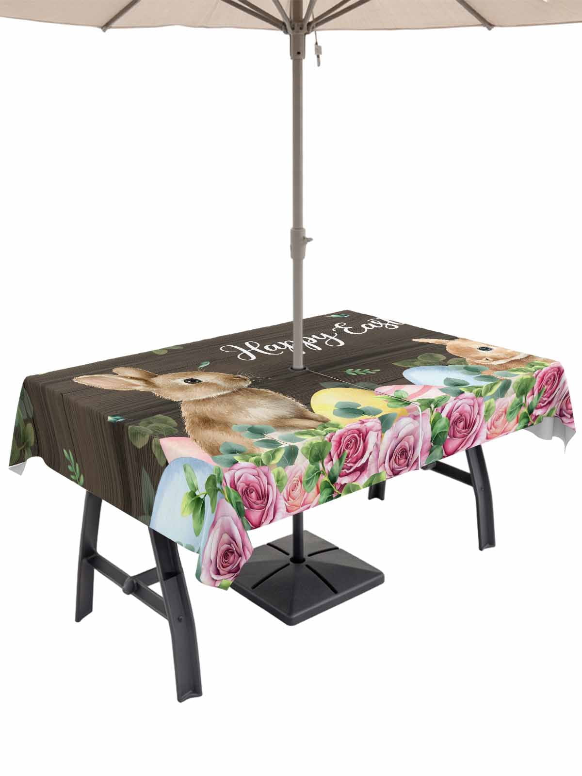 60x102 Inch Outdoor Tablecloth with Umbrella Hole Zipper Rectangle ...