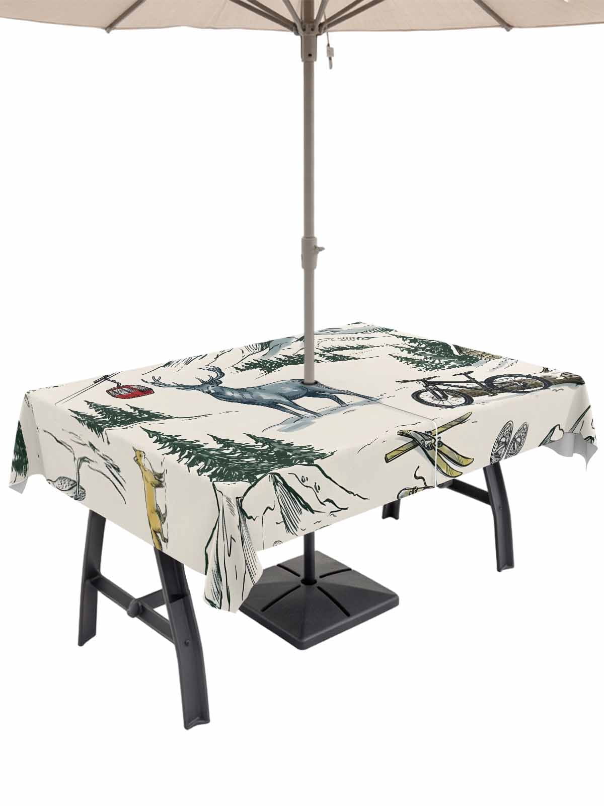 60x102 Inch Outdoor Tablecloth with Umbrella Hole Zipper Rectangle ...