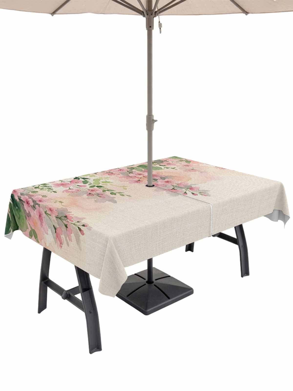 60x102 Inch Outdoor Tablecloth with Umbrella Hole Zipper Rectangle ...