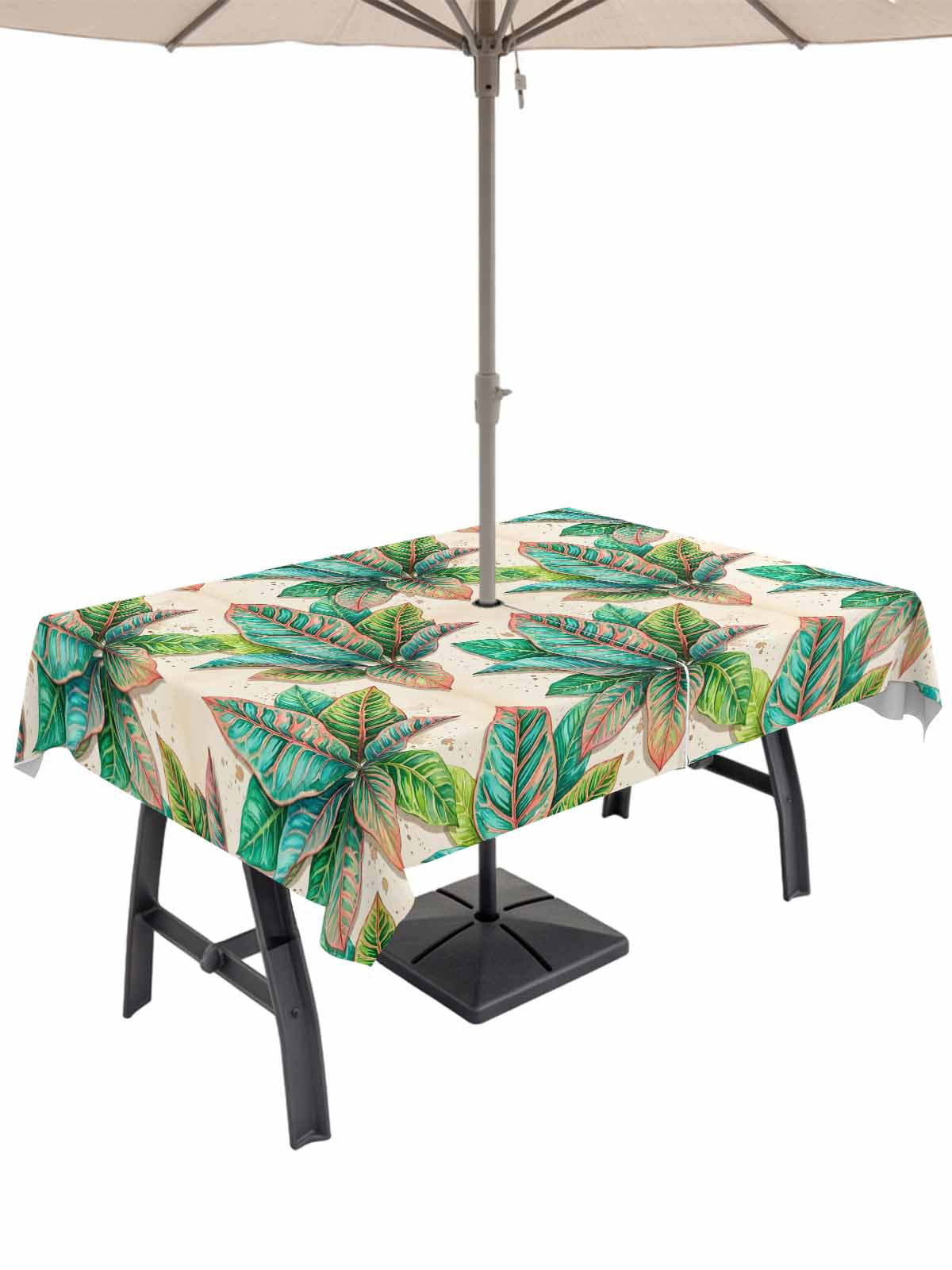 60x102 Inch Outdoor Tablecloth with Umbrella Hole Zipper Rectangle ...