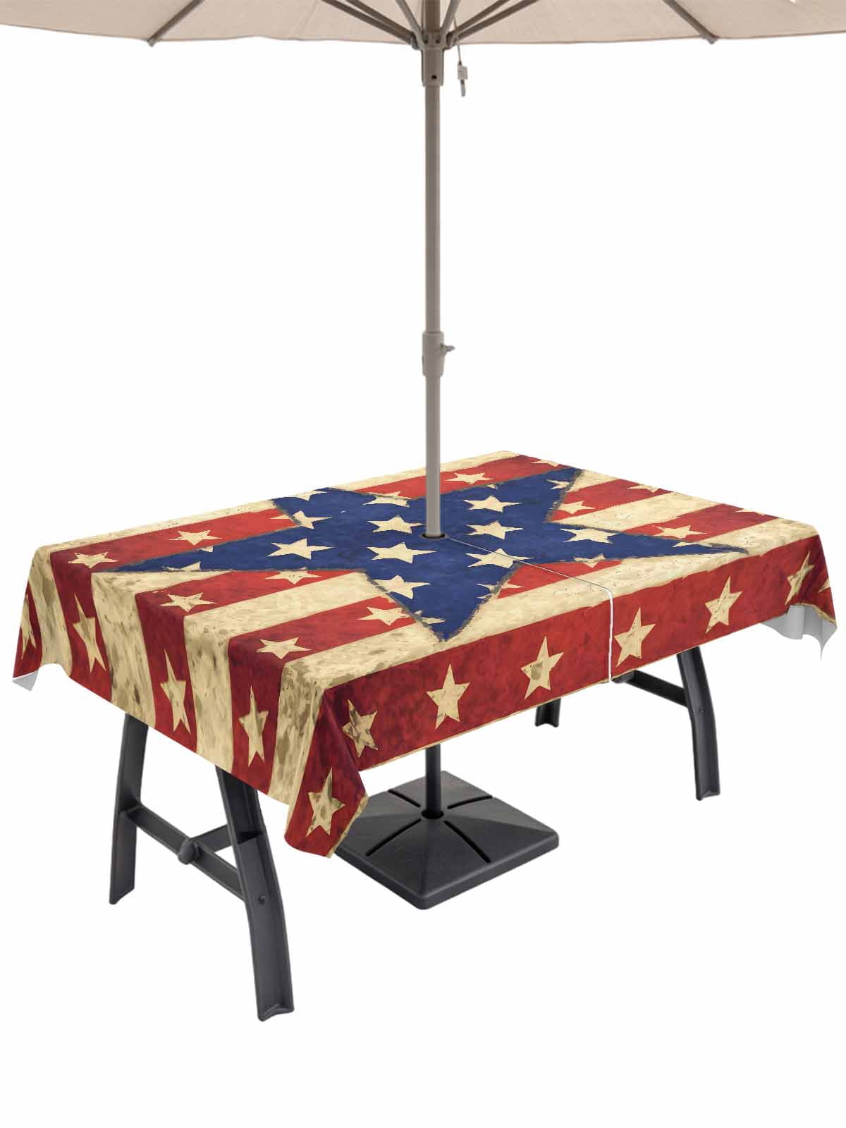 60x102 Inch Outdoor Tablecloth with Umbrella Hole Zipper Rectangle ...
