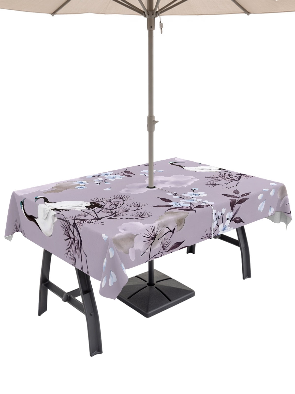60x102 Inch Outdoor Tablecloth with Umbrella Hole Zipper Rectangle ...