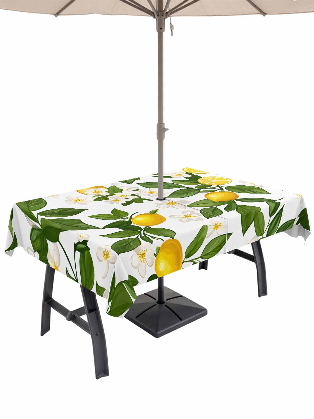 60x102 Inch Outdoor Tablecloth with Umbrella Hole Zipper Rectangle ...