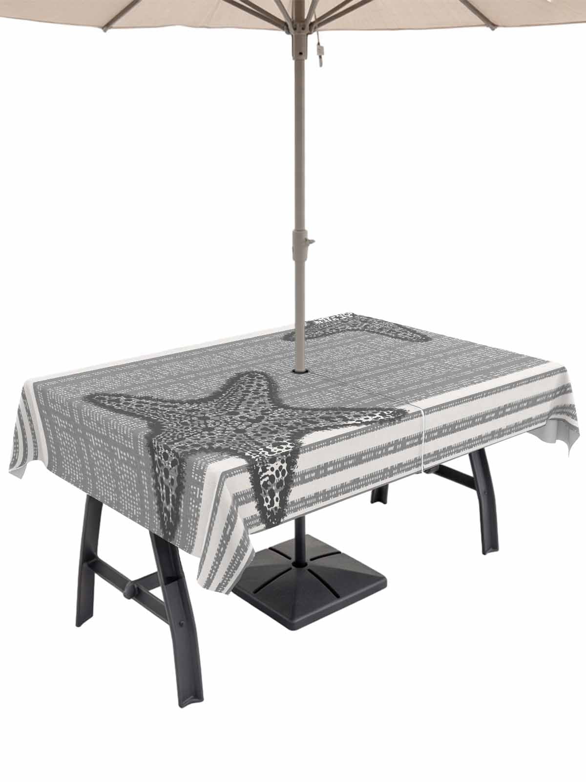 60x102 Inch Outdoor Tablecloth with Umbrella Hole Zipper Rectangle ...