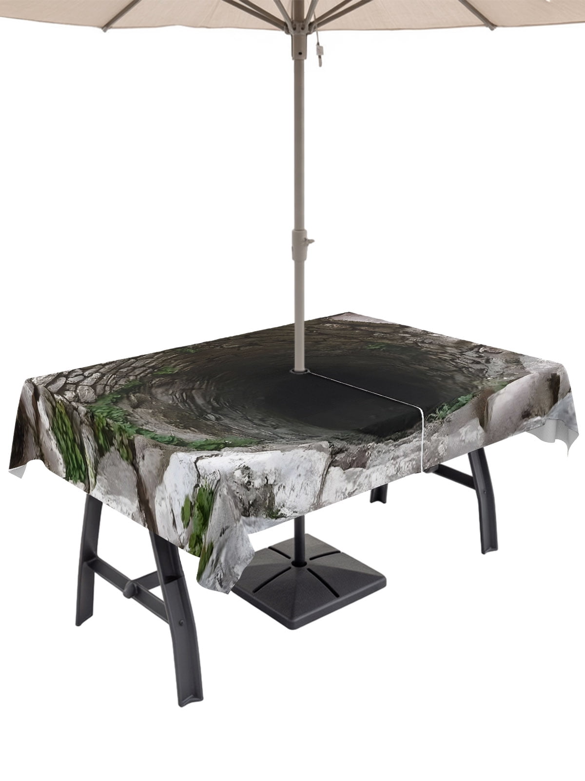 60x102 Inch Outdoor Tablecloth with Umbrella Hole Zipper Rectangle ...