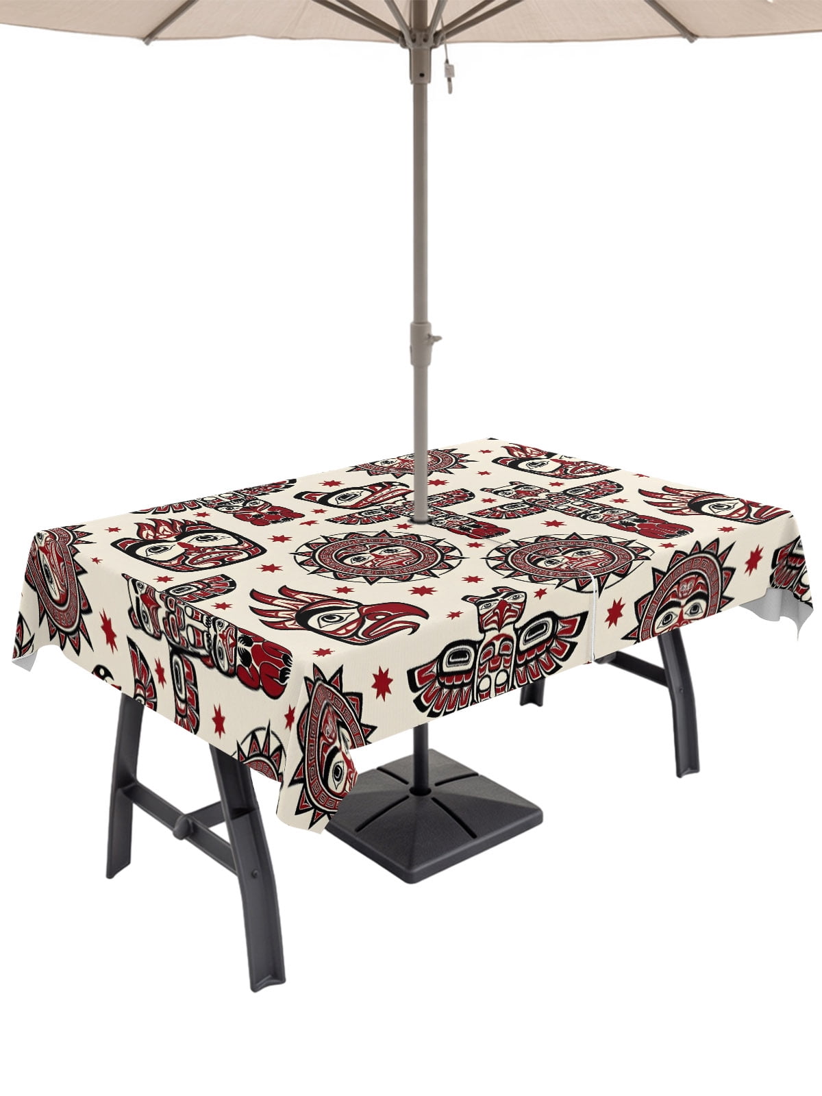 60x102 Inch Outdoor Tablecloth with Umbrella Hole Zipper Rectangle ...