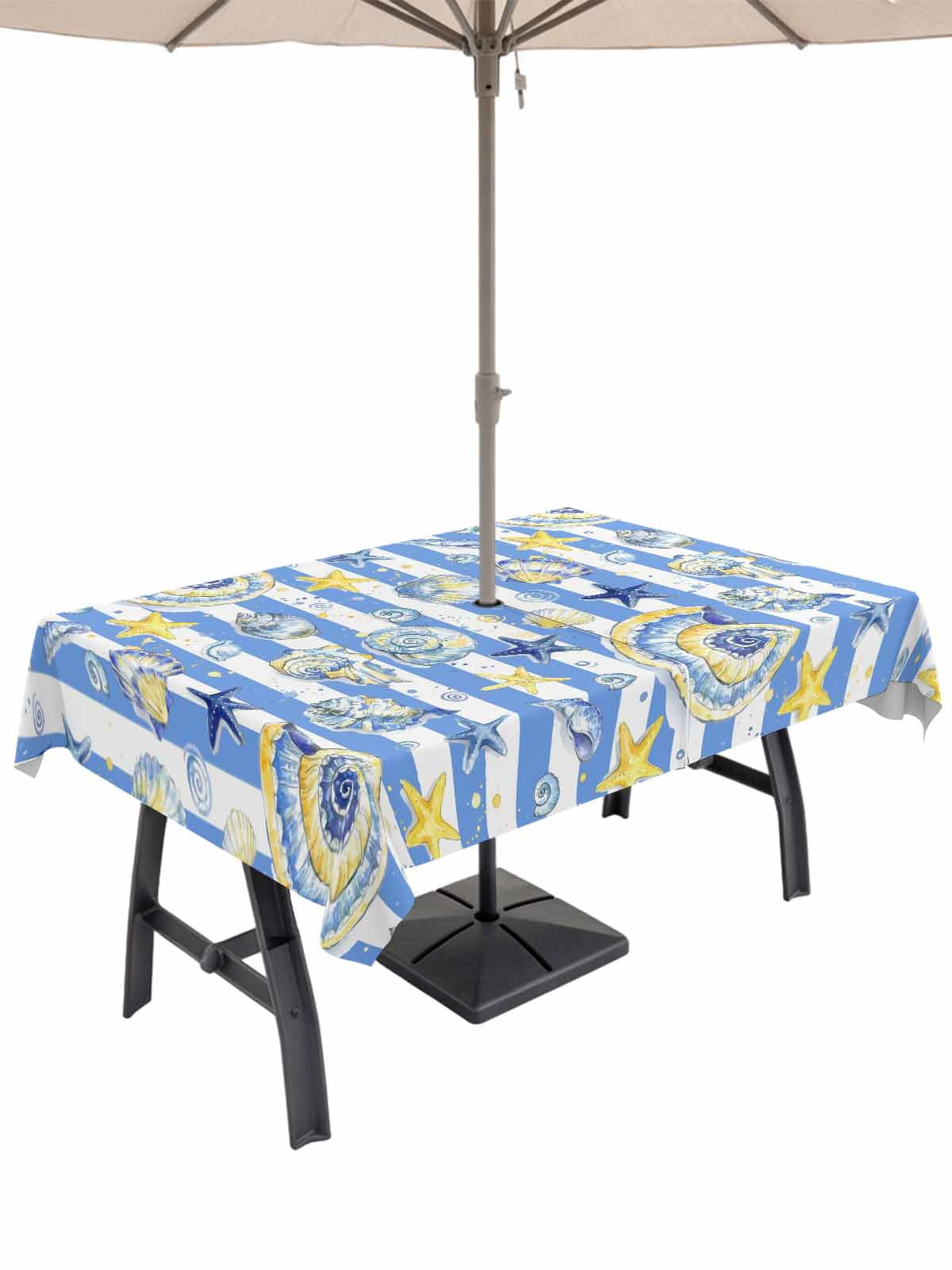 60x102 Inch Outdoor Tablecloth with Umbrella Hole Zipper Rectangle ...