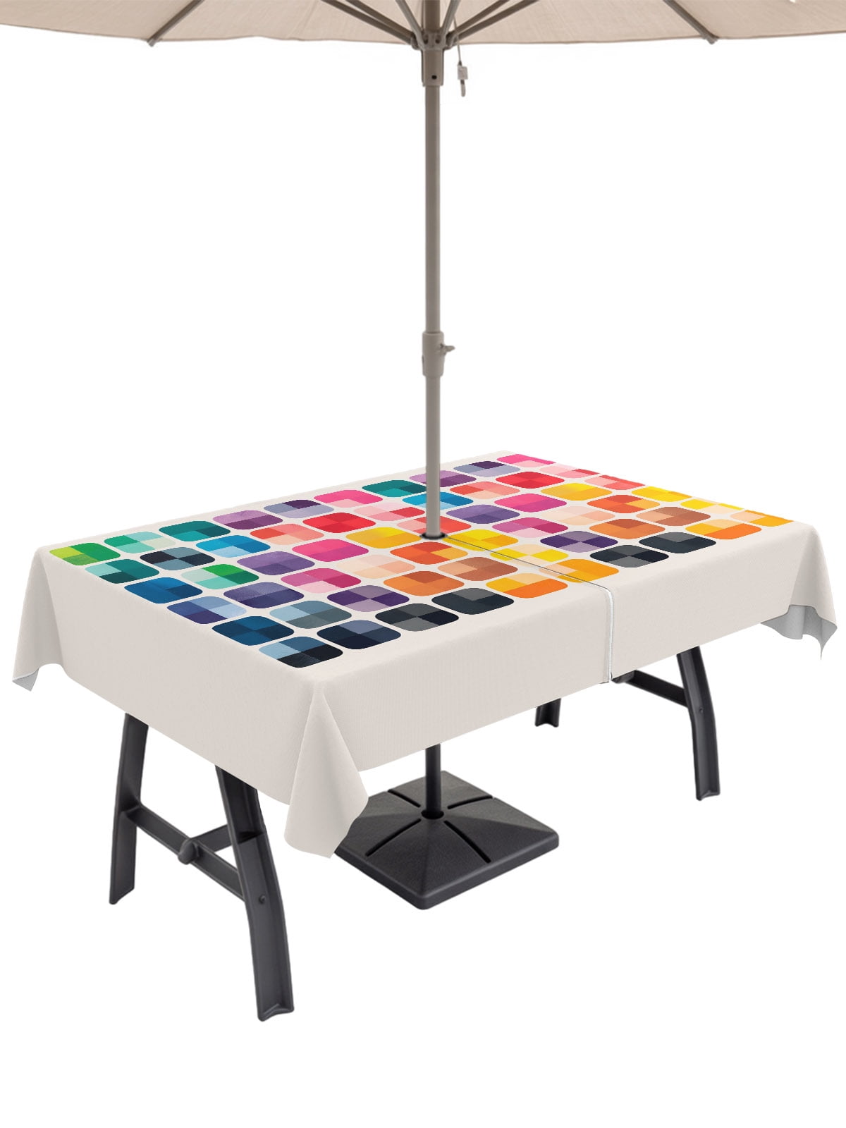 60x102 Inch Outdoor Tablecloth with Umbrella Hole Zipper Rectangle ...