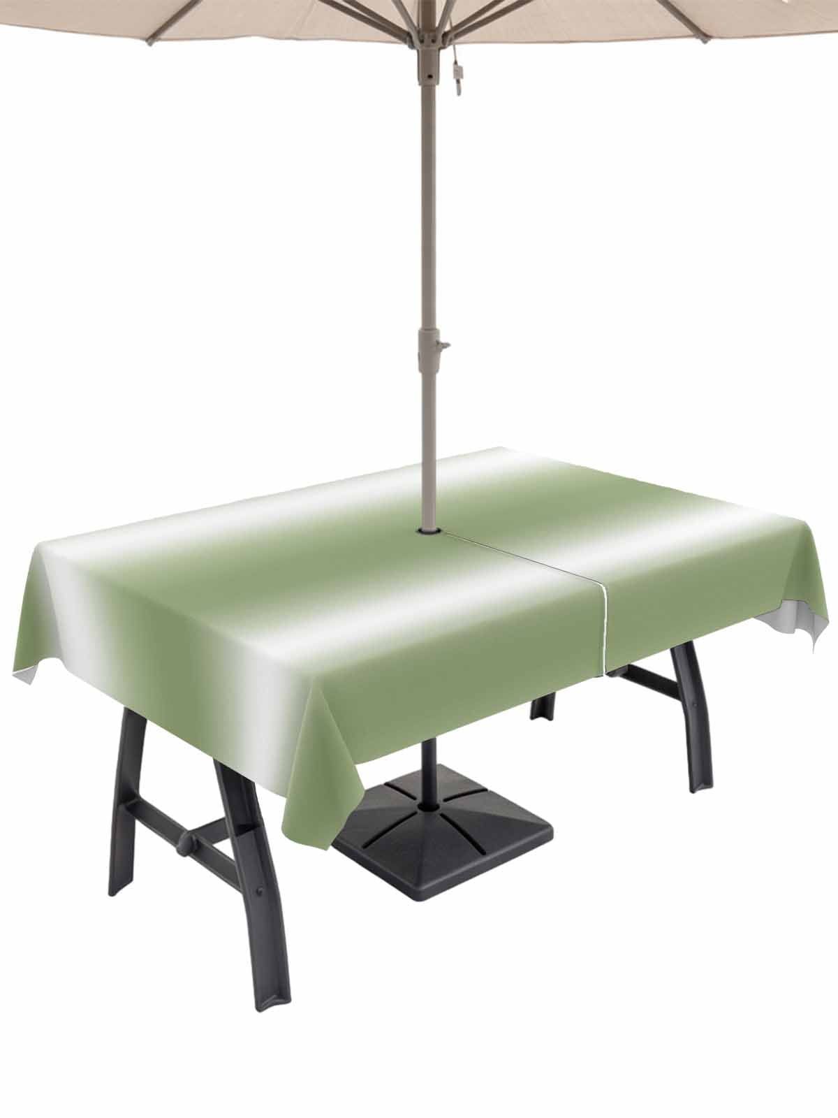 60x102 Inch Outdoor Tablecloth with Umbrella Hole Zipper Rectangle Sage ...