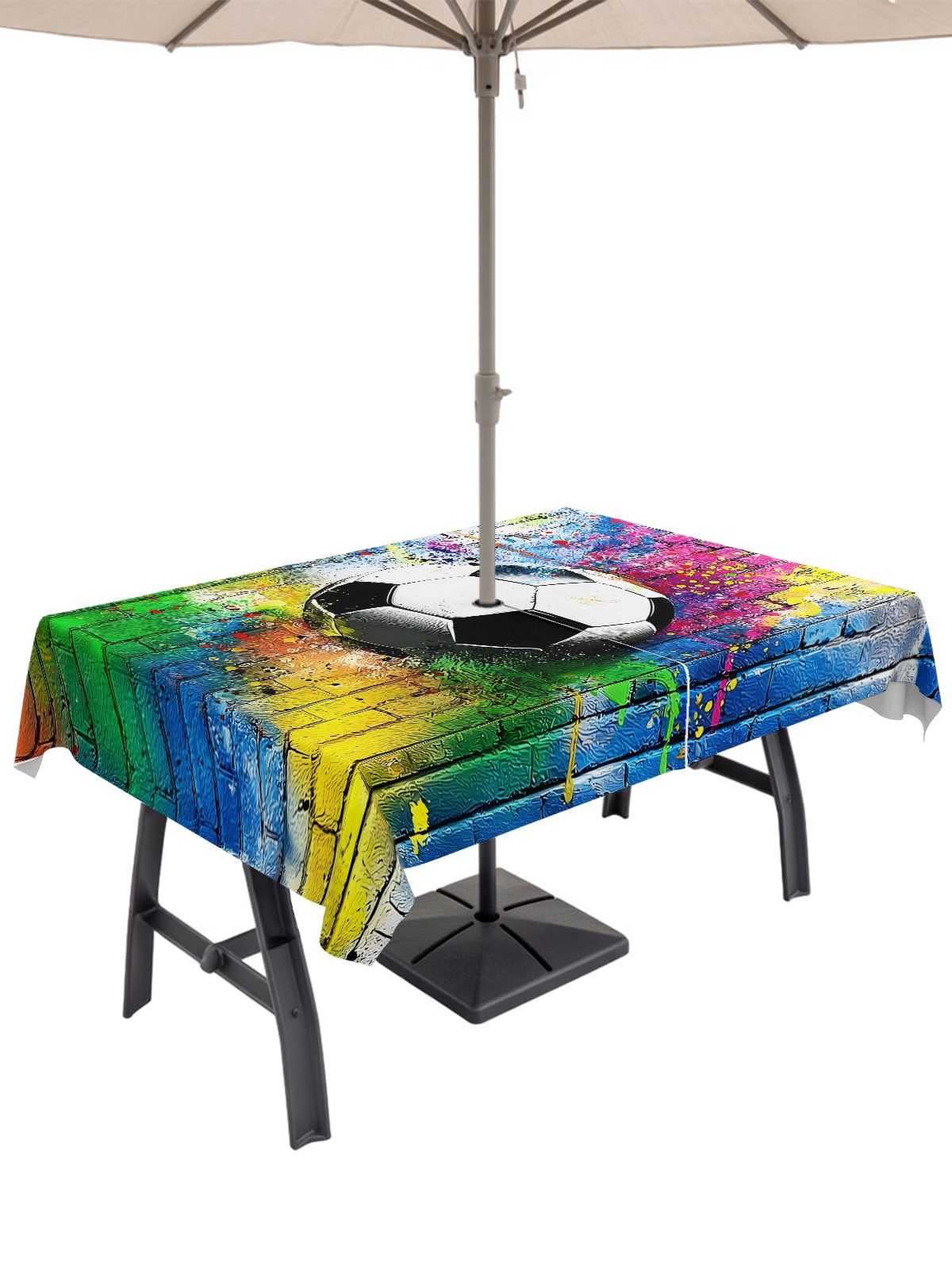 60x102 Inch Outdoor Tablecloth with Umbrella Hole Zipper Rectangle ...