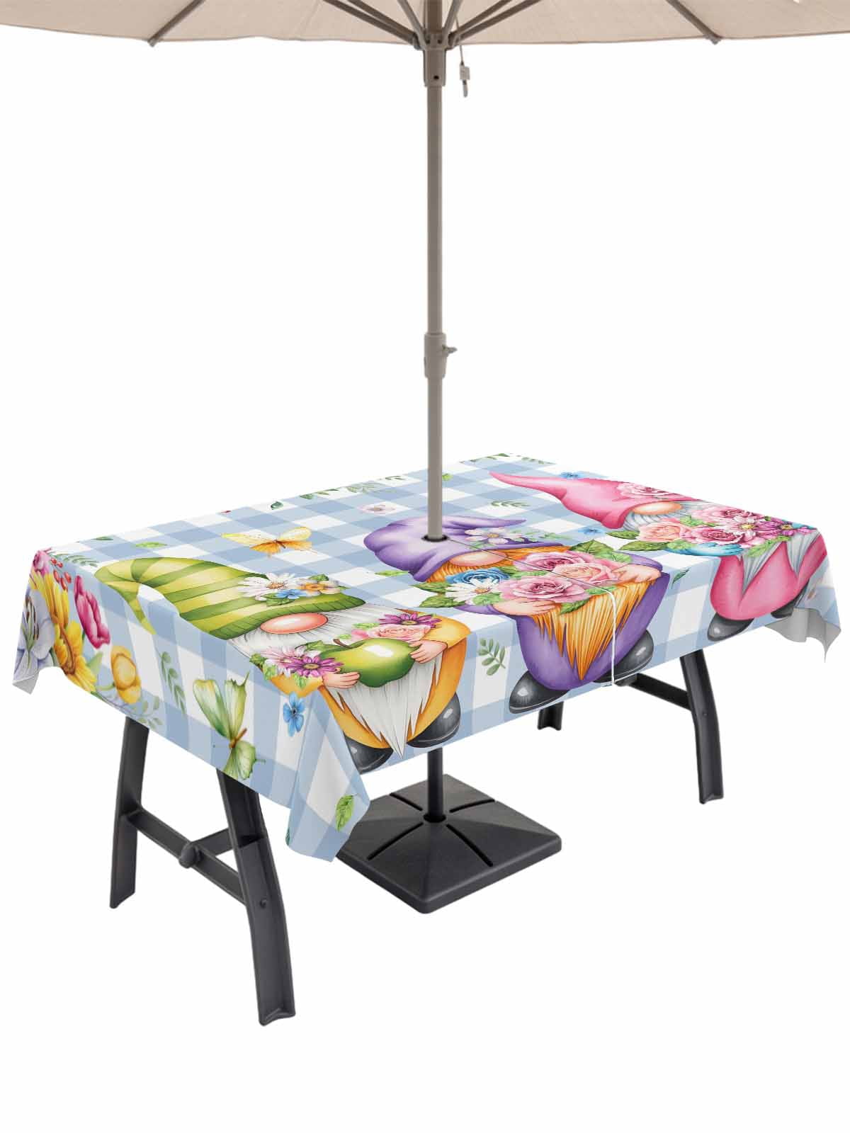 60x102 Inch Outdoor Tablecloth with Umbrella Hole Zipper Rectangle ...