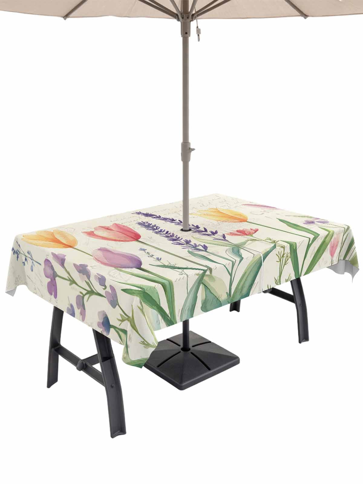 60x102 Inch Outdoor Tablecloth with Umbrella Hole Zipper Rectangle ...