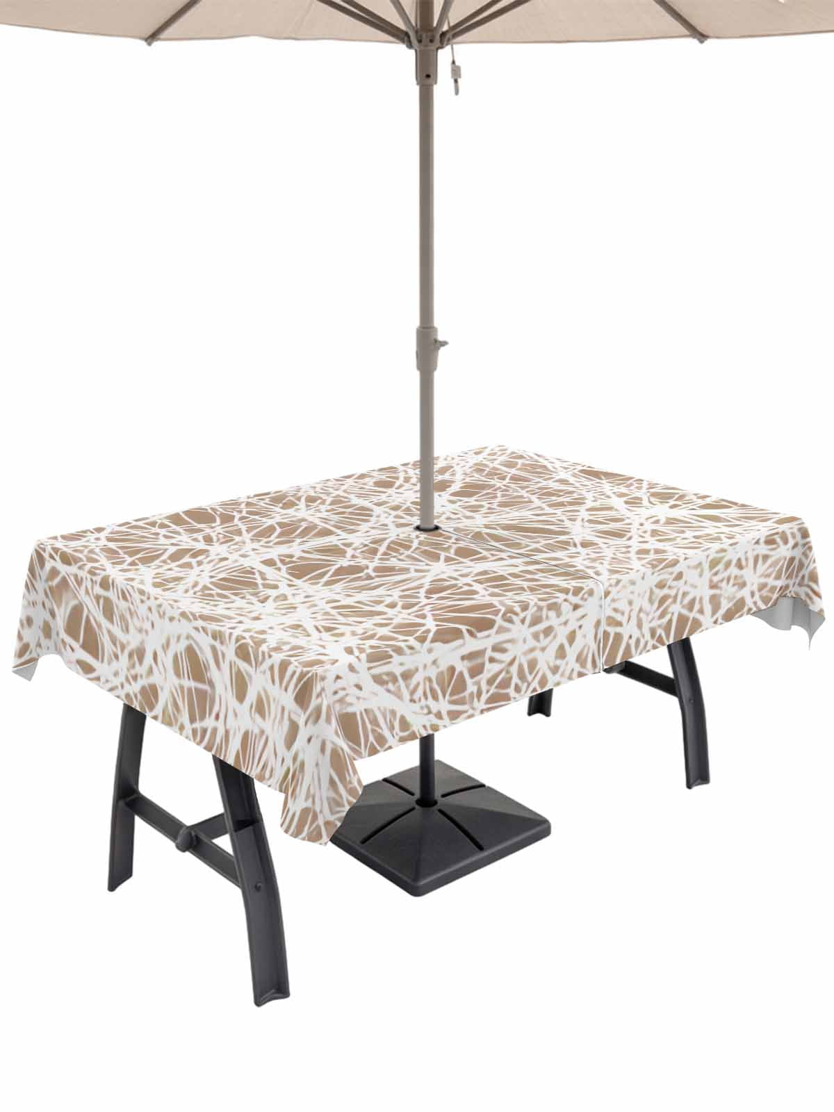 60x102 Inch Outdoor Tablecloth with Umbrella Hole Zipper Rectangle ...