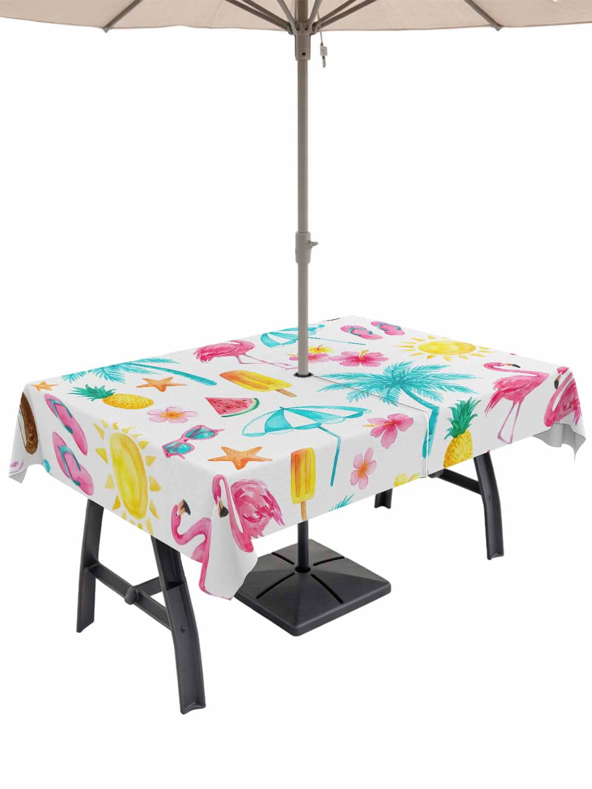 60x102 Inch Outdoor Tablecloth with Umbrella Hole Zipper Rectangle ...