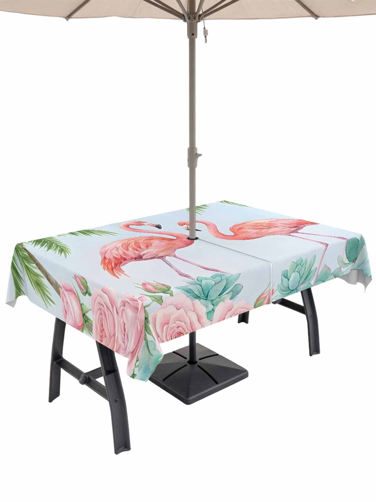 60x102 Inch Outdoor Tablecloth with Umbrella Hole Zipper Rectangle ...
