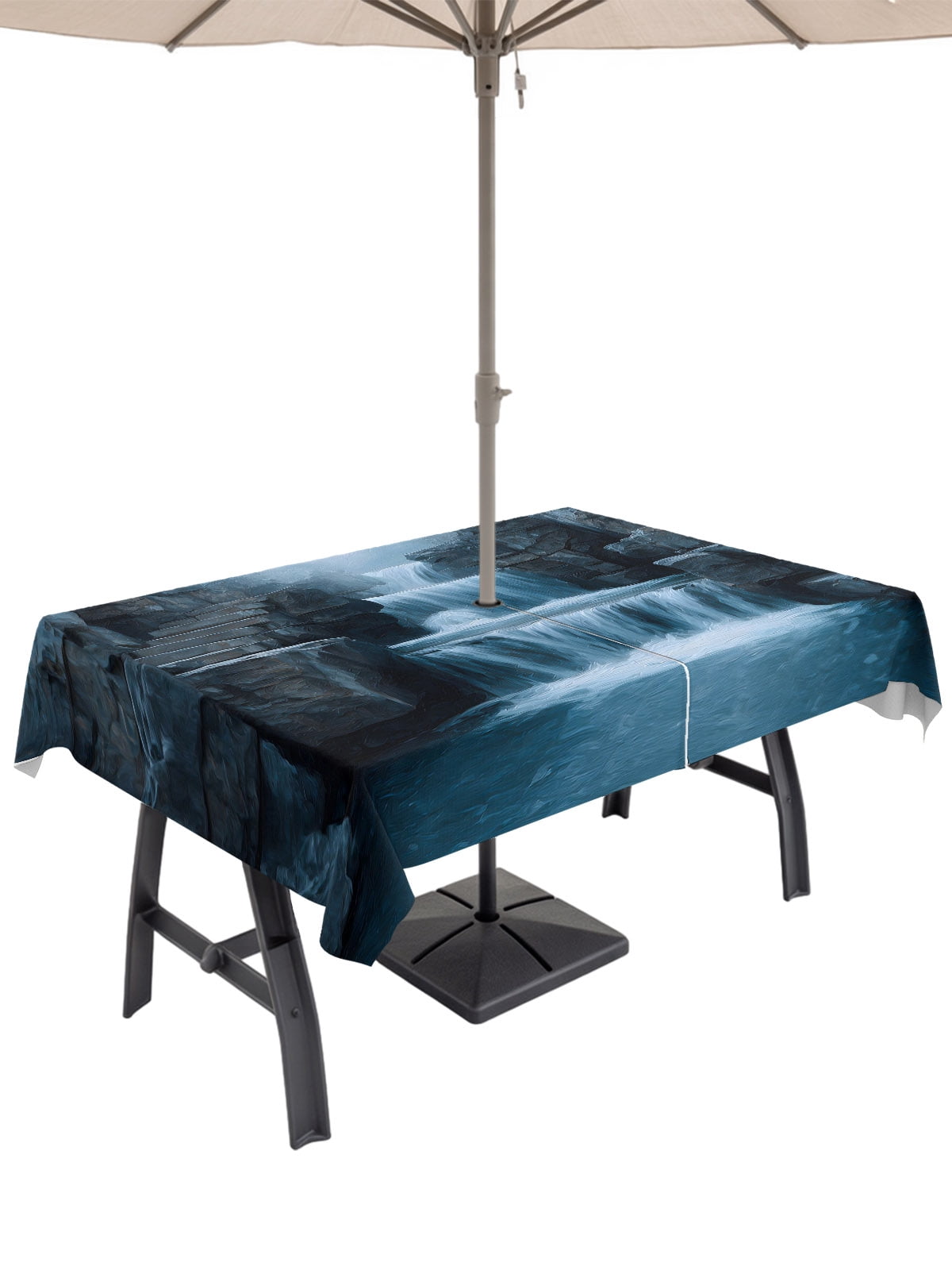 60x102 Inch Outdoor Tablecloth with Umbrella Hole Zipper Rectangle ...