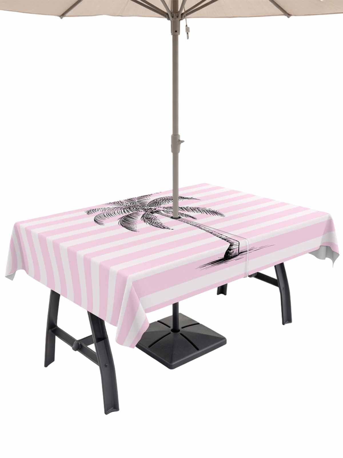 60x102 Inch Outdoor Tablecloth with Umbrella Hole Zipper Rectangle ...