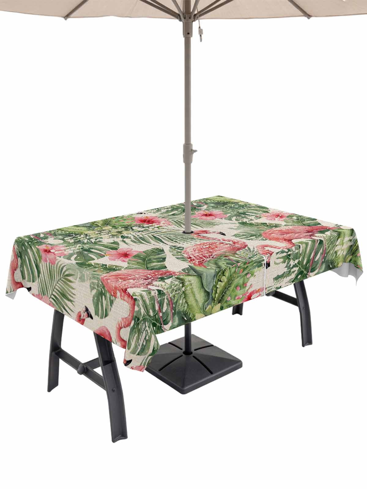 60x102 Inch Outdoor Tablecloth with Umbrella Hole Zipper Rectangle ...